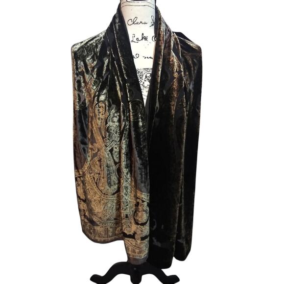 Ann Taylor | Accessories | Ann Taylor Brown Gold Velvet Silk Scarf ...